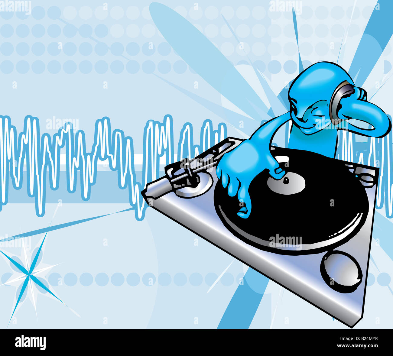 A funky dj mixing with background on separate layer Stock Photo - Alamy