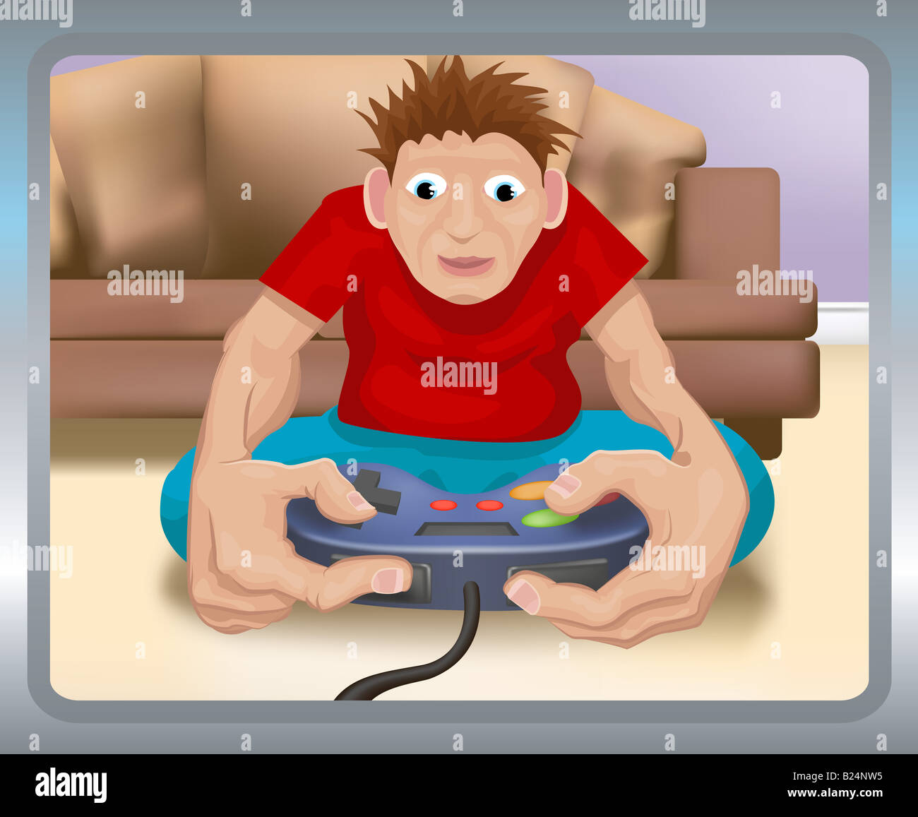 A boy playing on a games console Stock Photo - Alamy