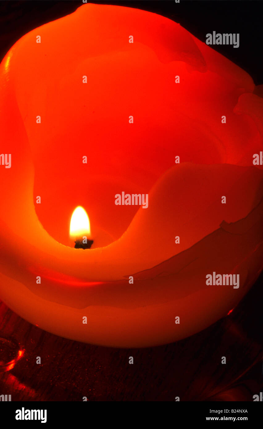 CLOSE UP BURNING CANDLE FLAME OF CANDLE Stock Photo - Alamy