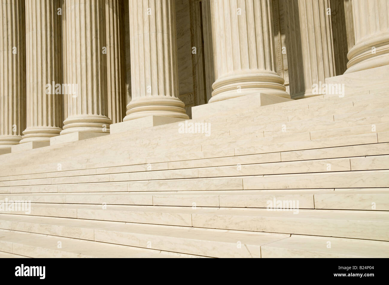 The columns at the entrance to the US Supreme Court in Washington DC ...