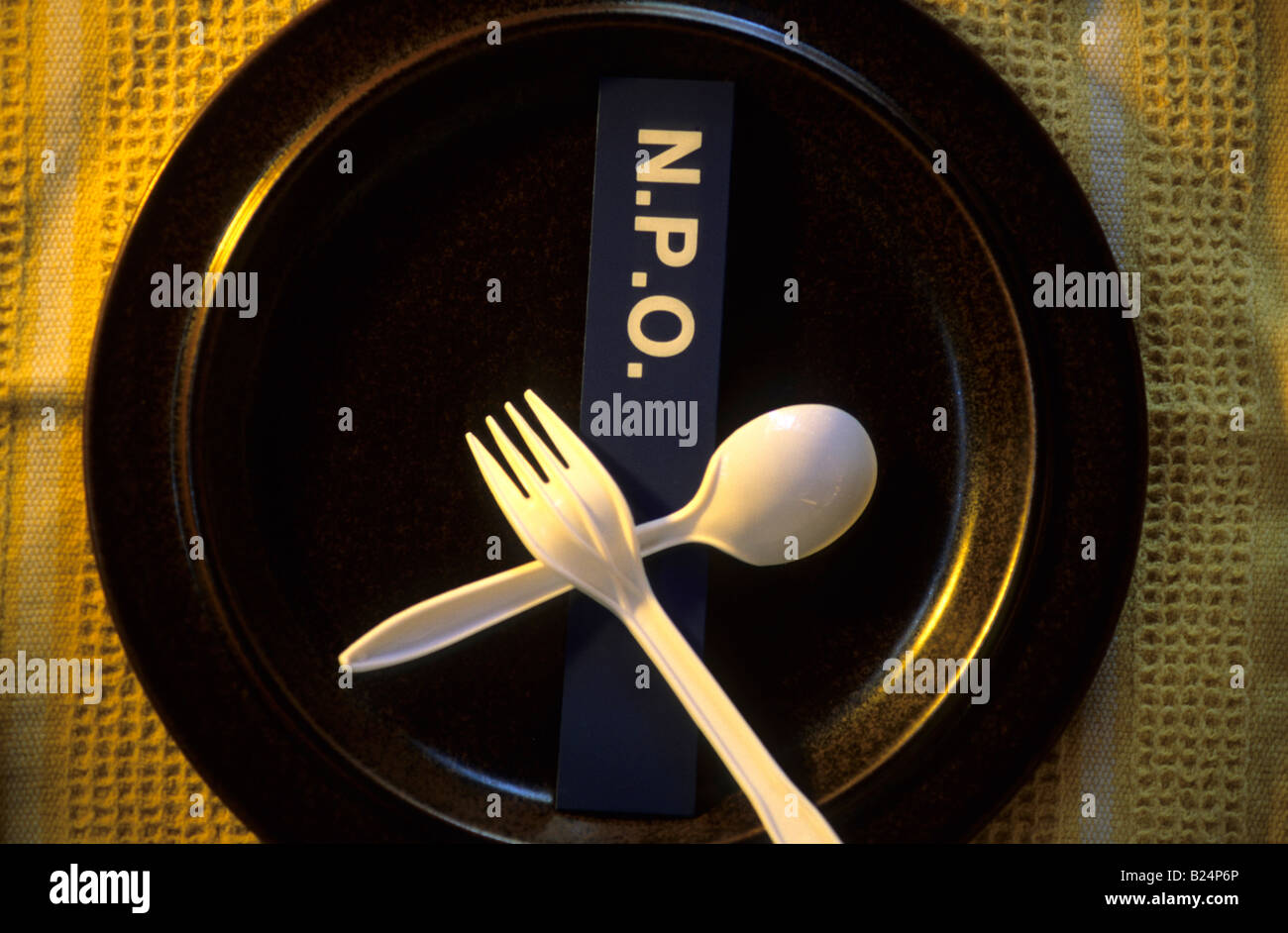 STILL LIFE NPO SIGN DINNER PLATE Stock Photo - Alamy