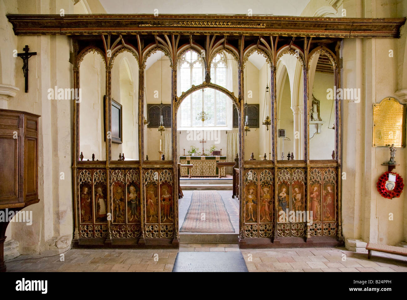 The historically important rood screen in Barton Turf Church Norfolk ...
