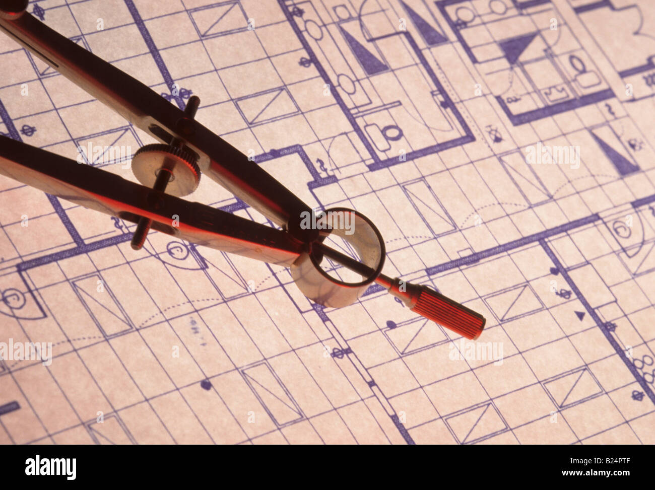 BLUEPRINT AND COMPASS STILL LIFE Stock Photo - Alamy