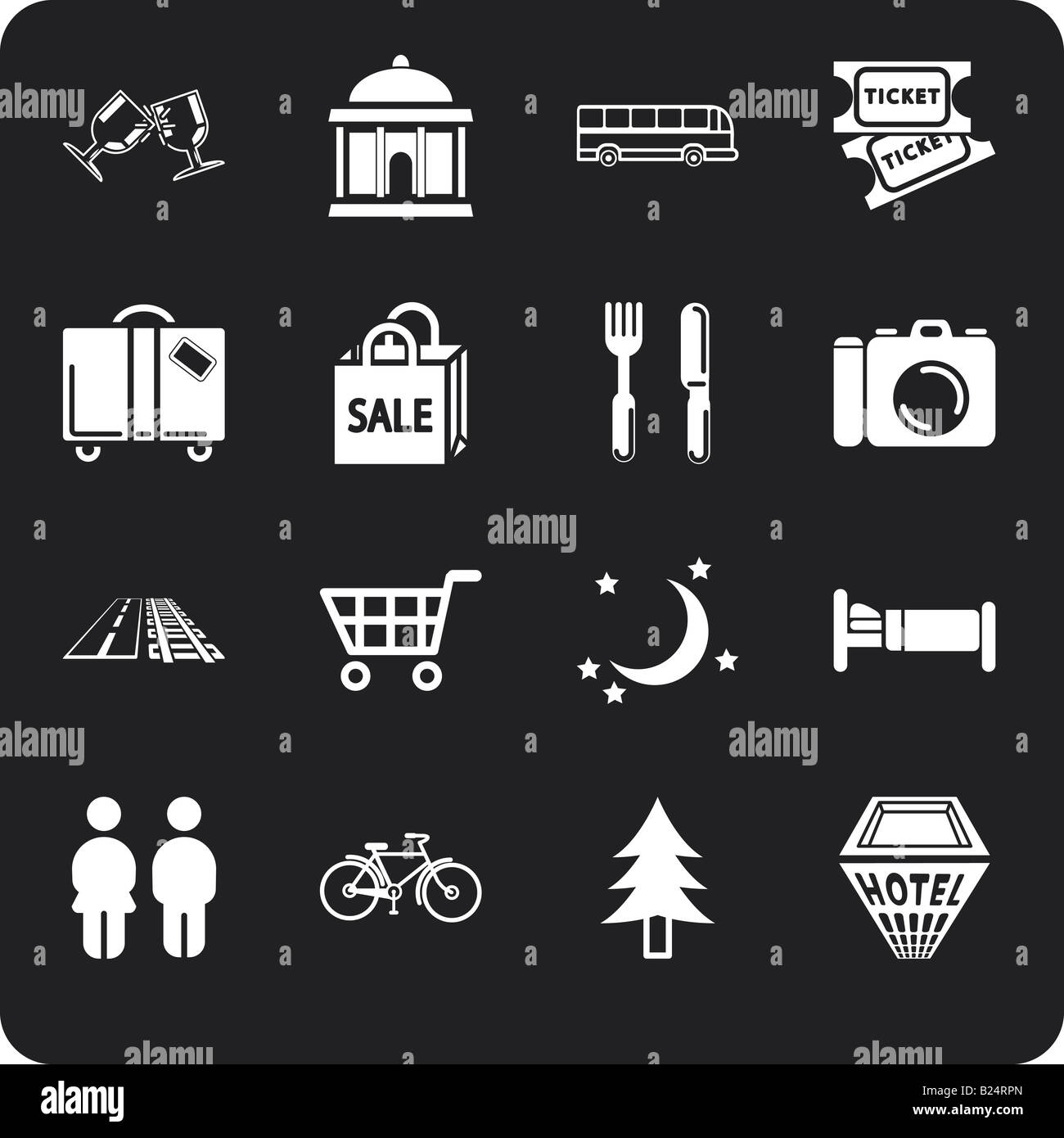 Tourist locations icon set Icon set relating to city or location ...