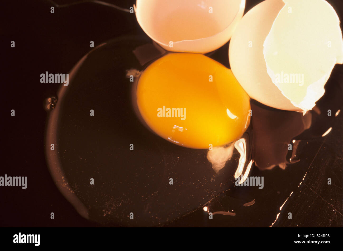 CLOSE UP BROKEN OPEN RAW EGG PROTEIN Stock Photo - Alamy