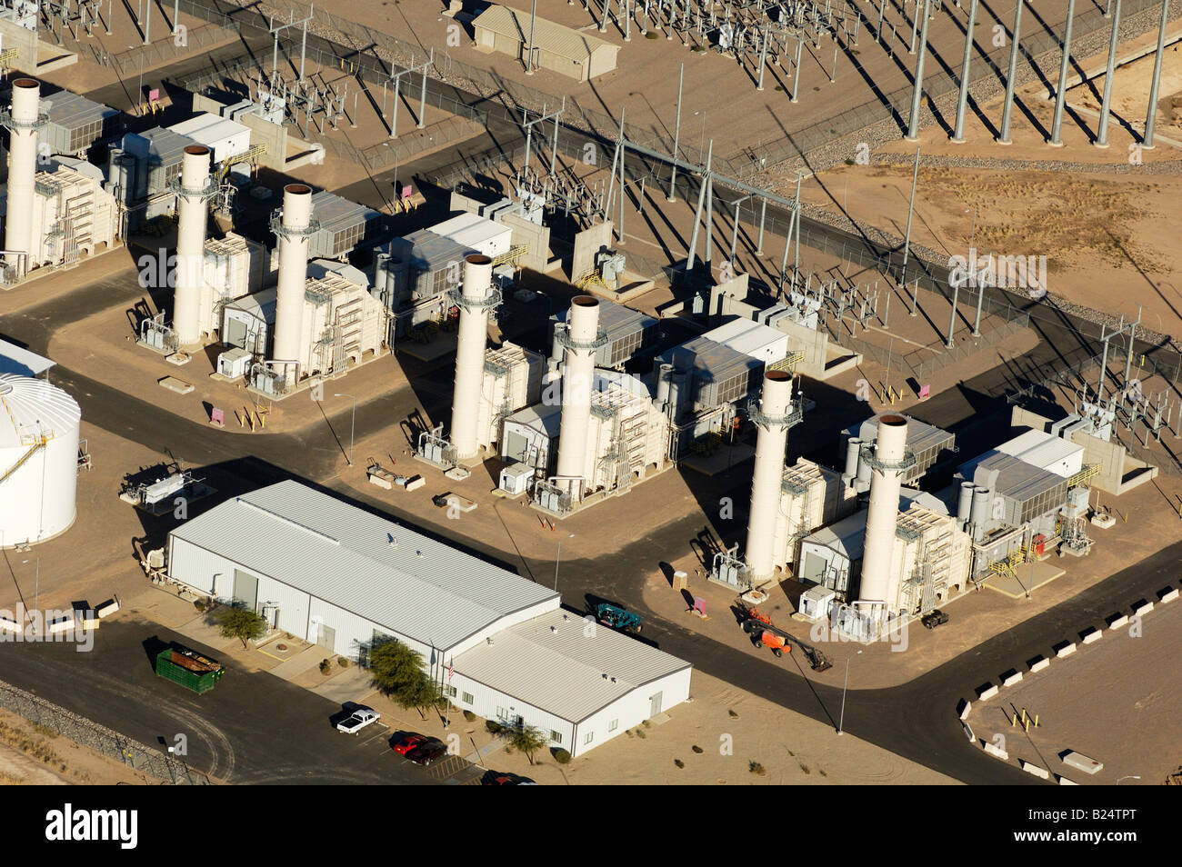Aerial view of a gas fired power plant located in Arizona Providing ...