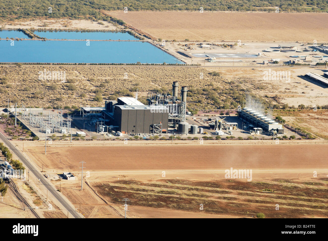 Aerial view of a gas fired power plant located in Arizona Providing ...