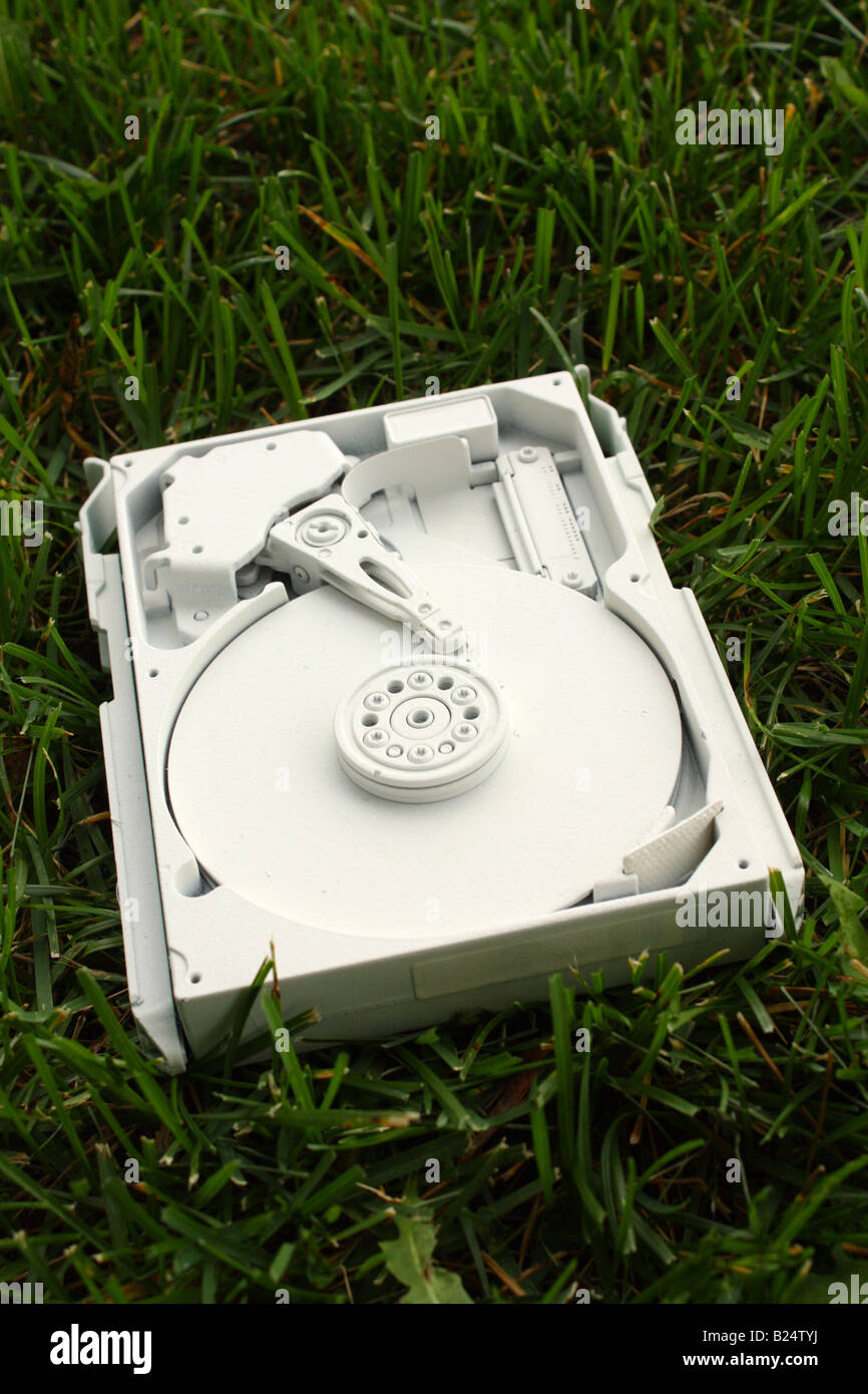Blank white computer hard drive in grass Stock Photo - Alamy
