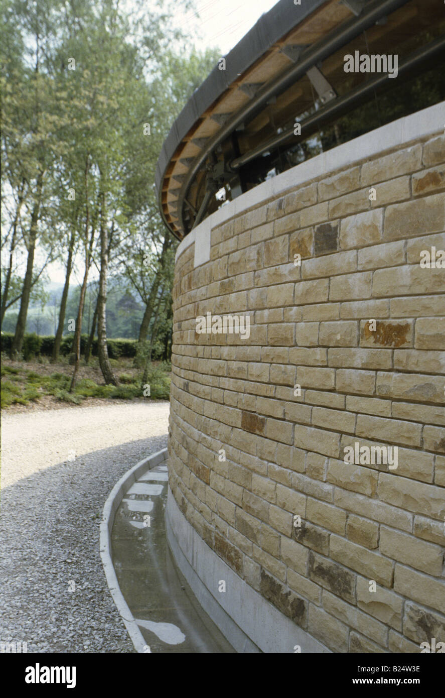 detail of stone wall of round factory building David Mellor Hathersage ...