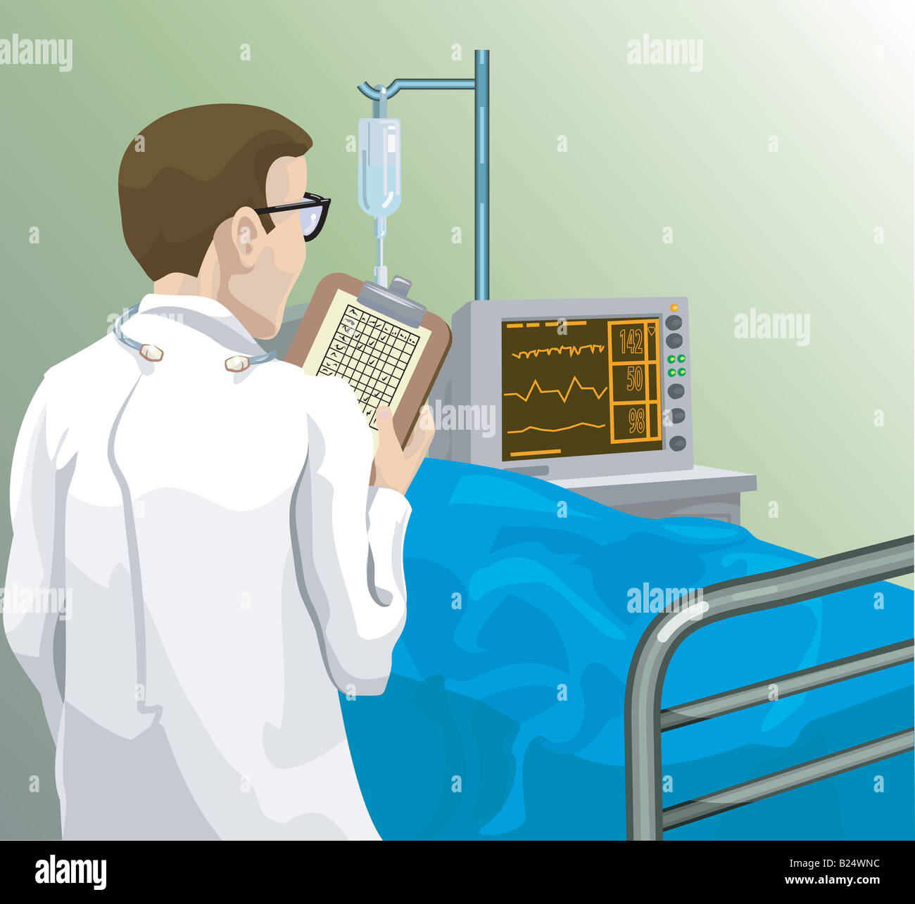 a doctor reviewing a patient's notes Stock Photo - Alamy