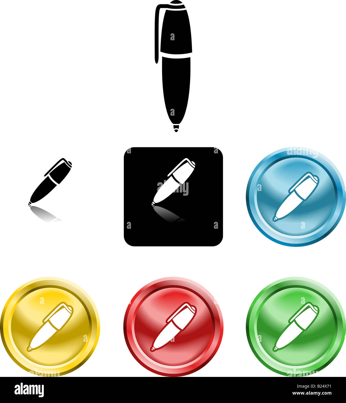Several versions of an icon symbol of a stylised pen Stock Photo - Alamy