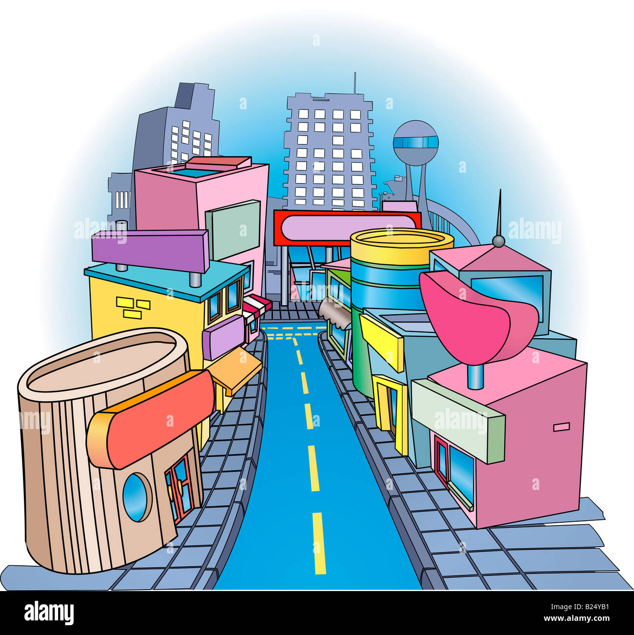 Shopping Street A commercial street with some very funky looking shops ...