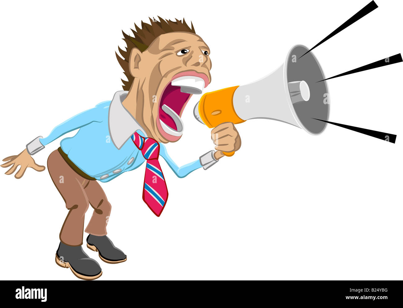 A business man shouting into a megaphone Stock Photo - Alamy