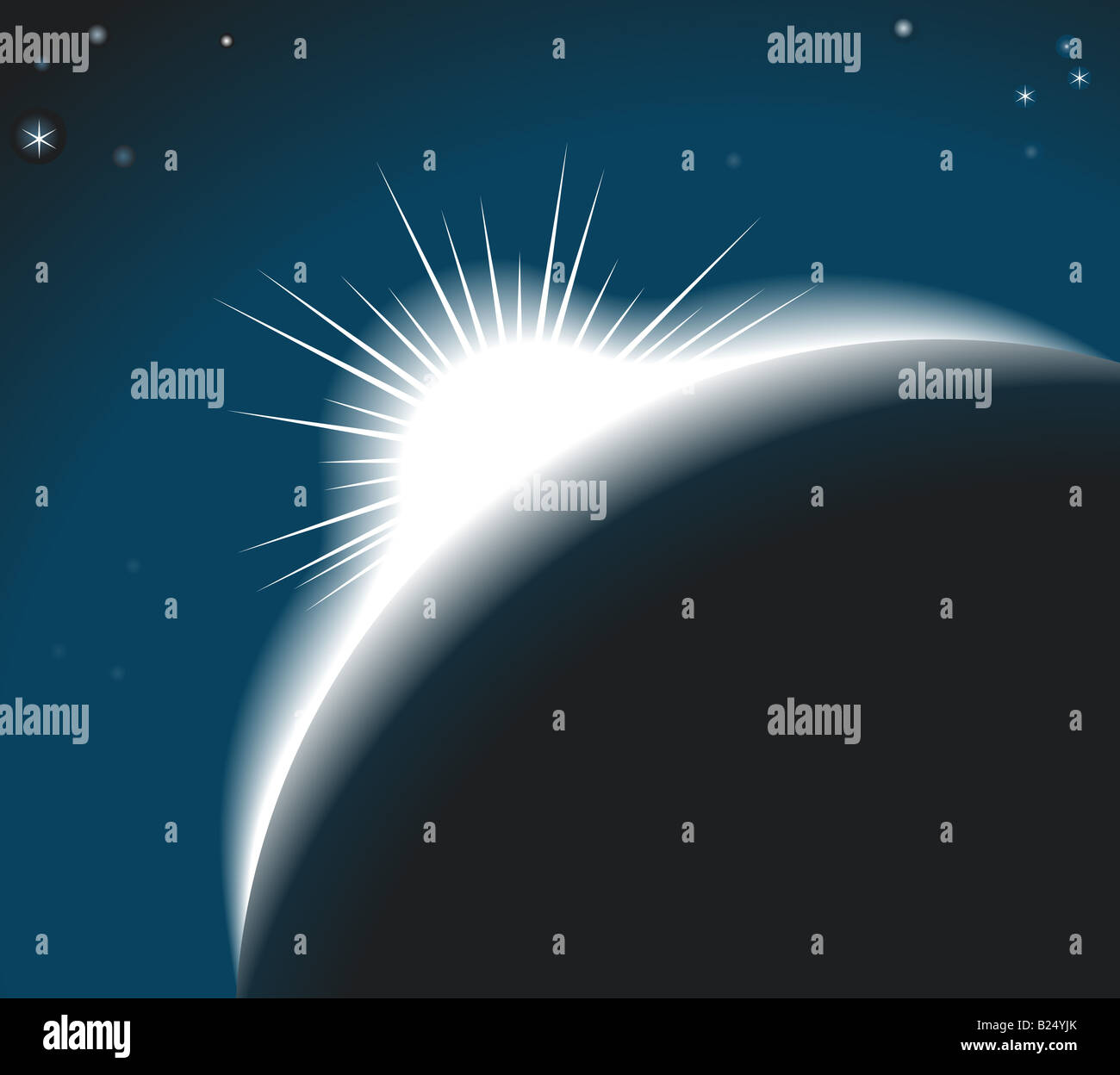 Sunrise. The sun rising over a planet or out on an eclipse Stock Photo ...