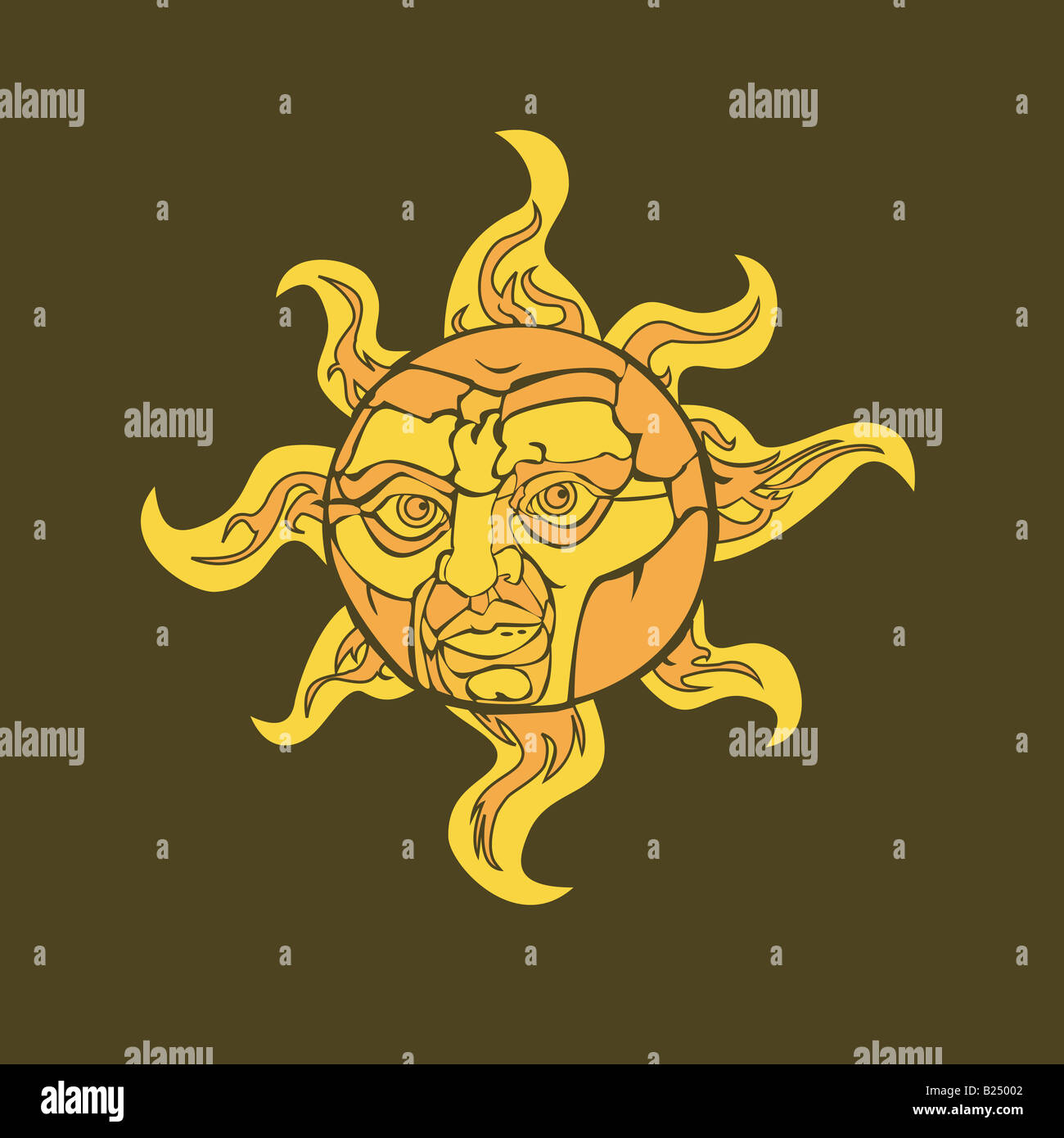 illustration of a sun with a face Stock Photo - Alamy