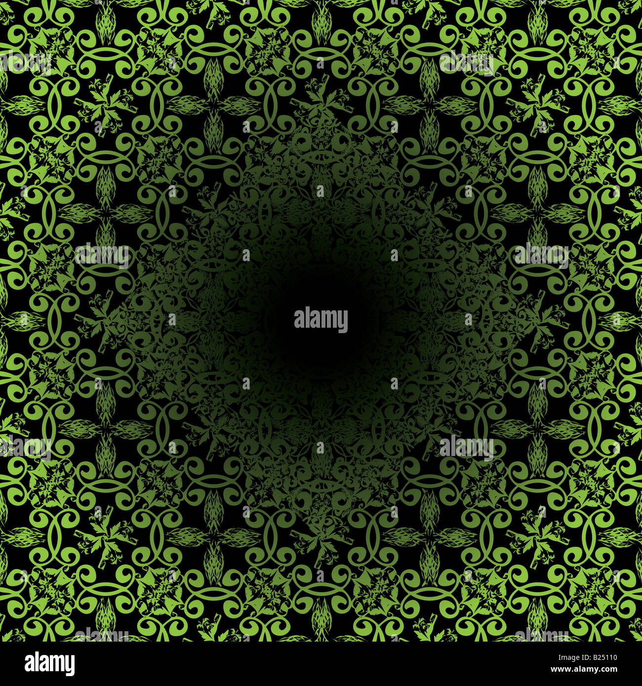 Illustrated seamless abstract green and black floral tile Stock Photo ...