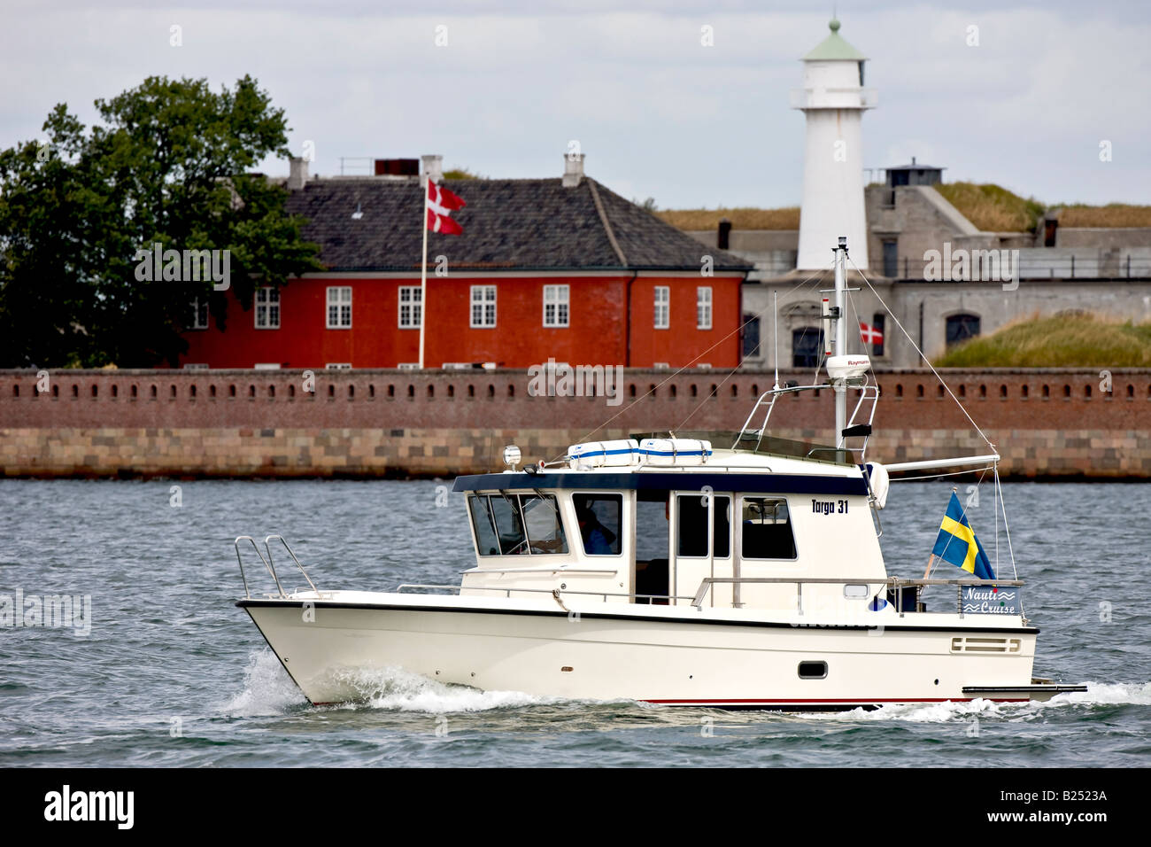 Modern Swedish motor boat in Copenhagen harbour Stock Photo - Alamy
