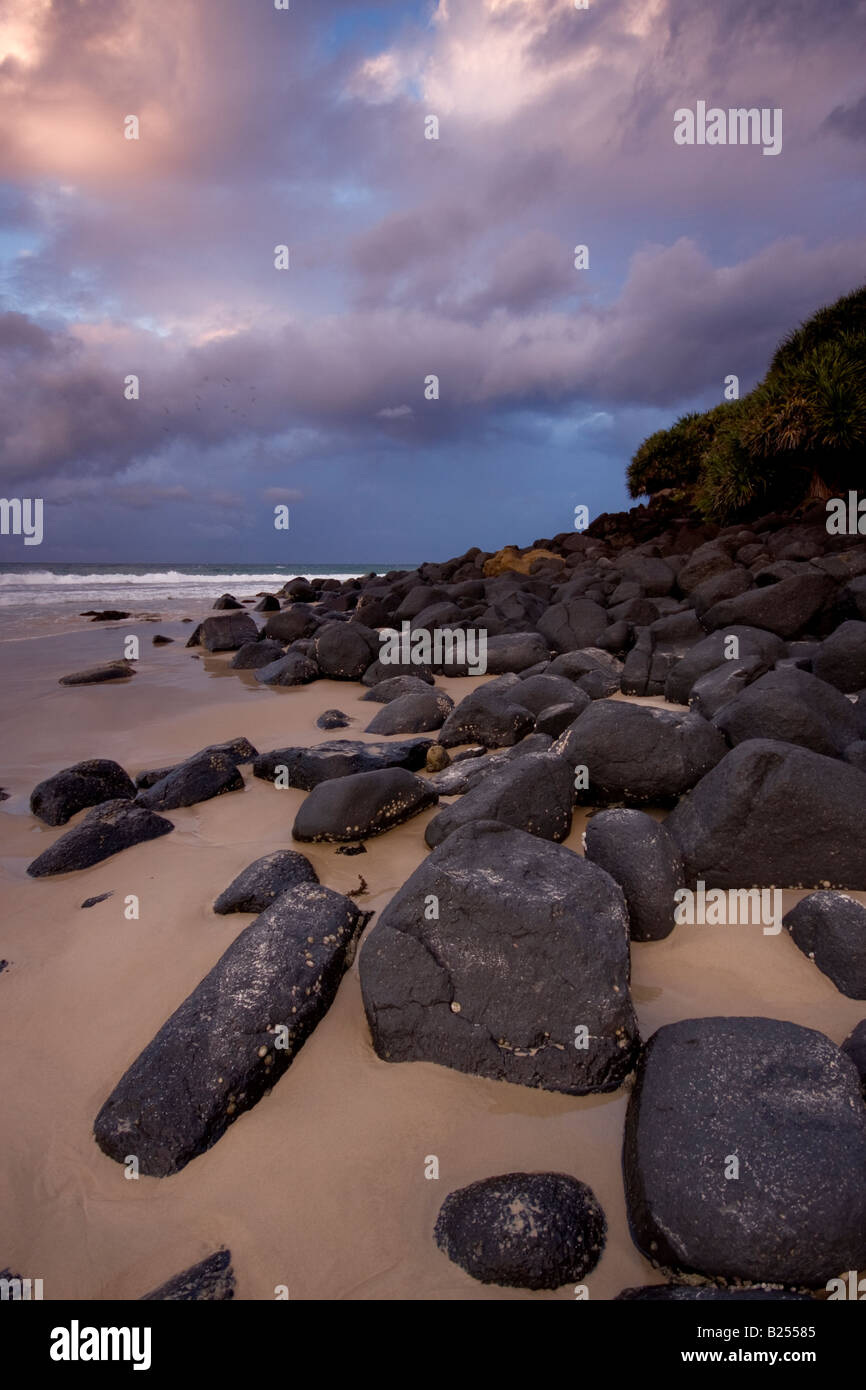 Sunset at beach, Burleigh Heads, Gold Coast, Australia Stock Photo - Alamy