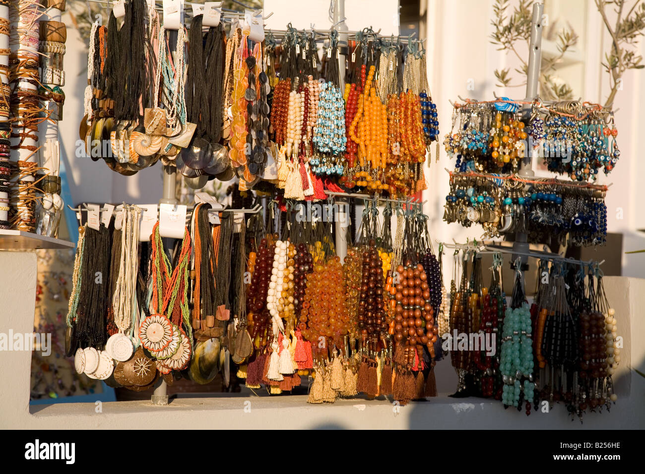 Market Stall Displaying Ethnic Colourful Necklaces Stock Photo - Alamy