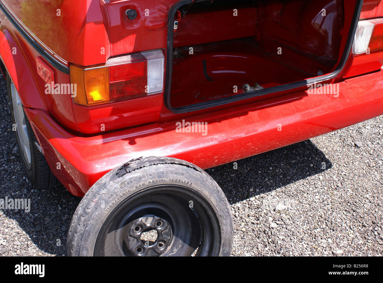 Flat car tire side view hi-res stock photography and images - Alamy