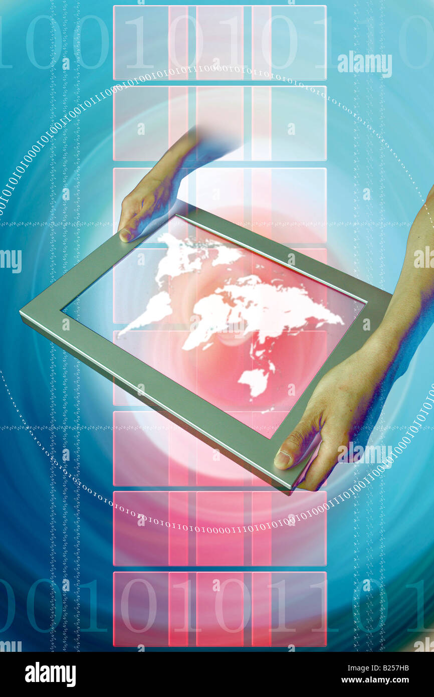 Hands and screen Stock Photo - Alamy