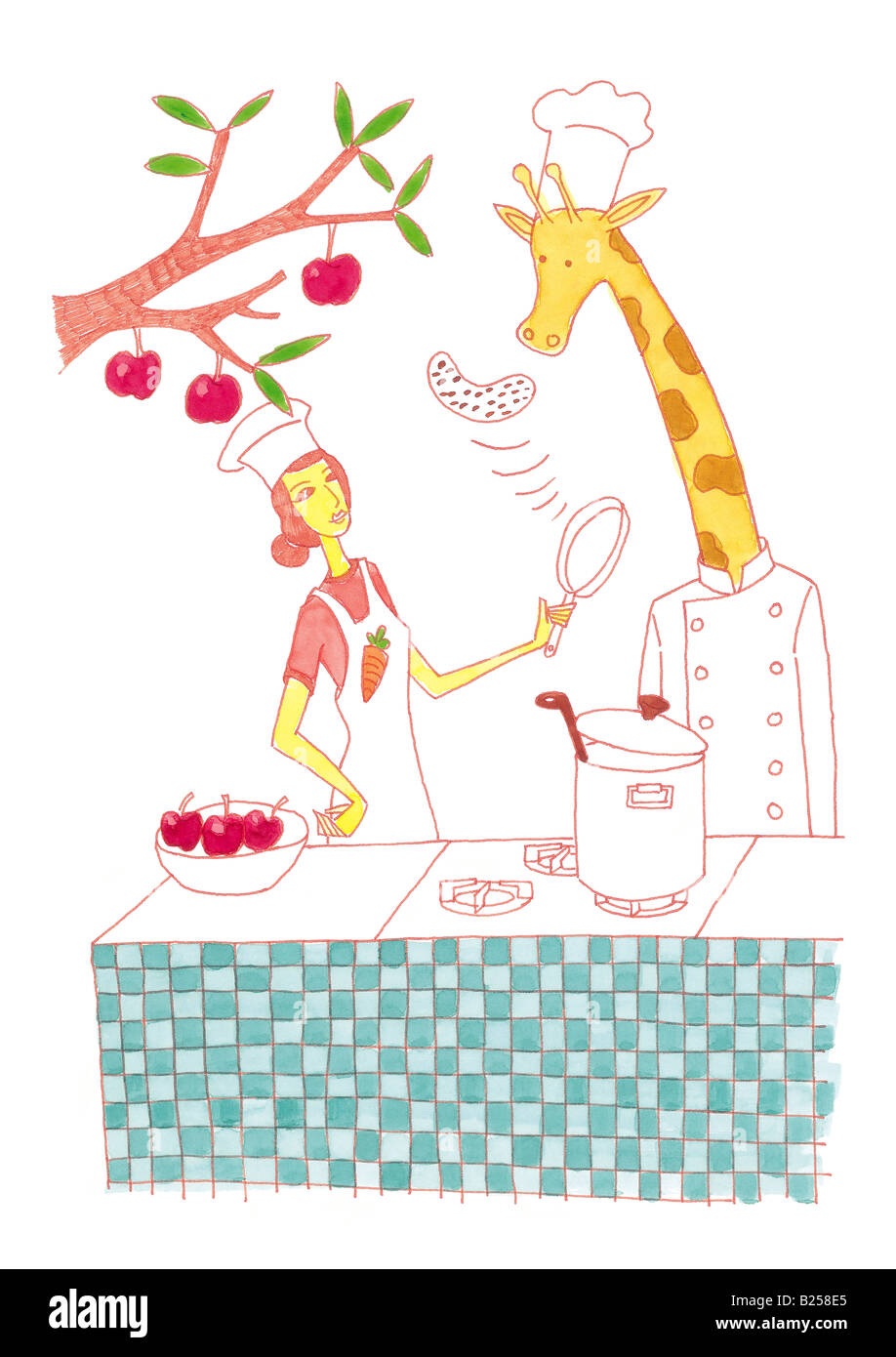 Young woman cooking with deer Stock Photo - Alamy