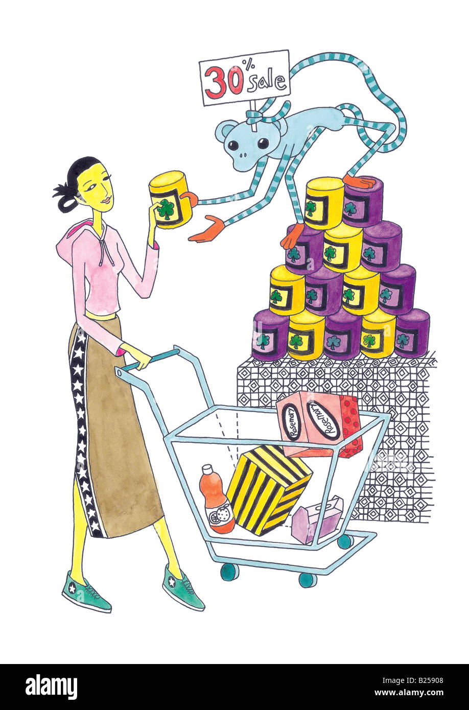 Young woman shopping in the supermaket Stock Photo - Alamy