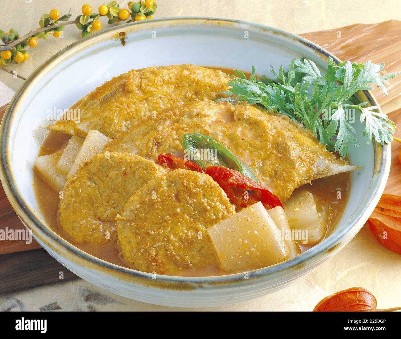 Korean cooking - soup, stew and table setting Stock Photo - Alamy