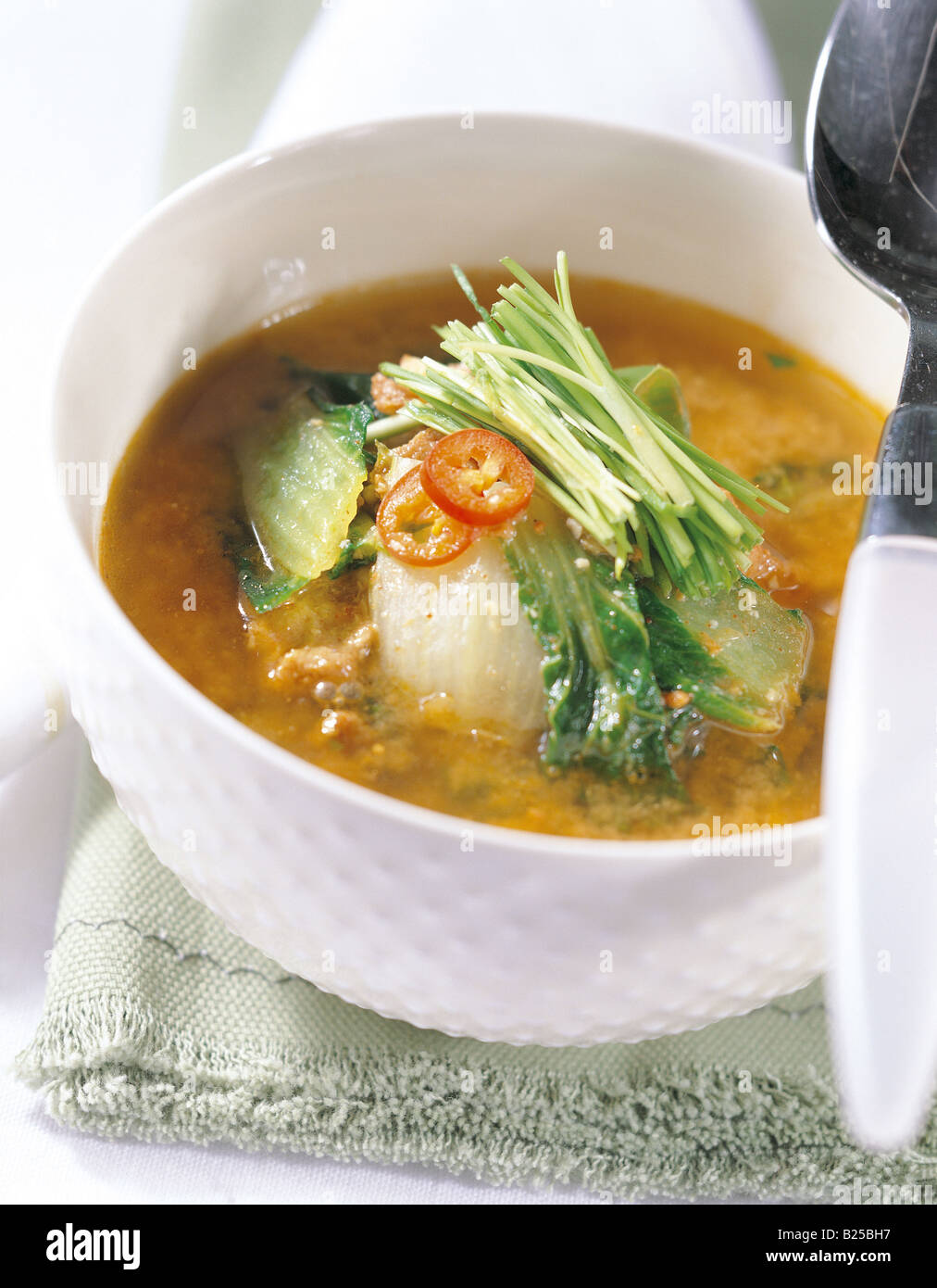 Korean cooking - soup, stew and table setting Stock Photo - Alamy