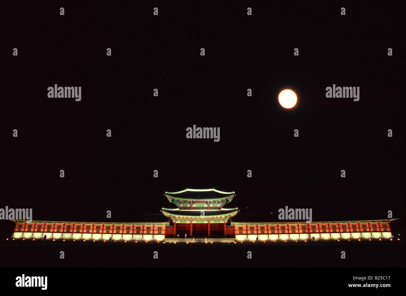 Moon and building Stock Photo - Alamy