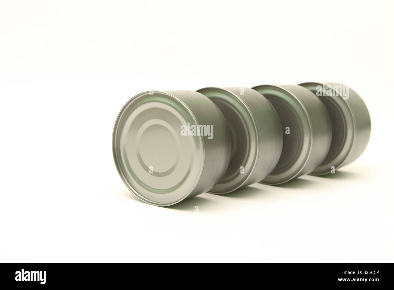 Four steel food product tin can containers with copyspace Stock Photo ...