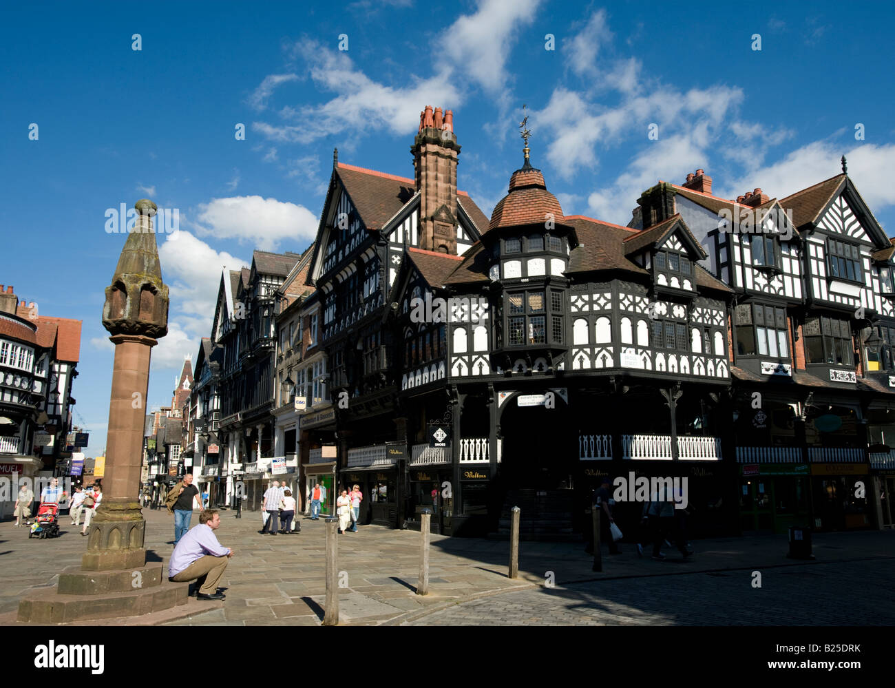 Period buildings at The Cross on Eastgate Street in Chester Cheshire ...