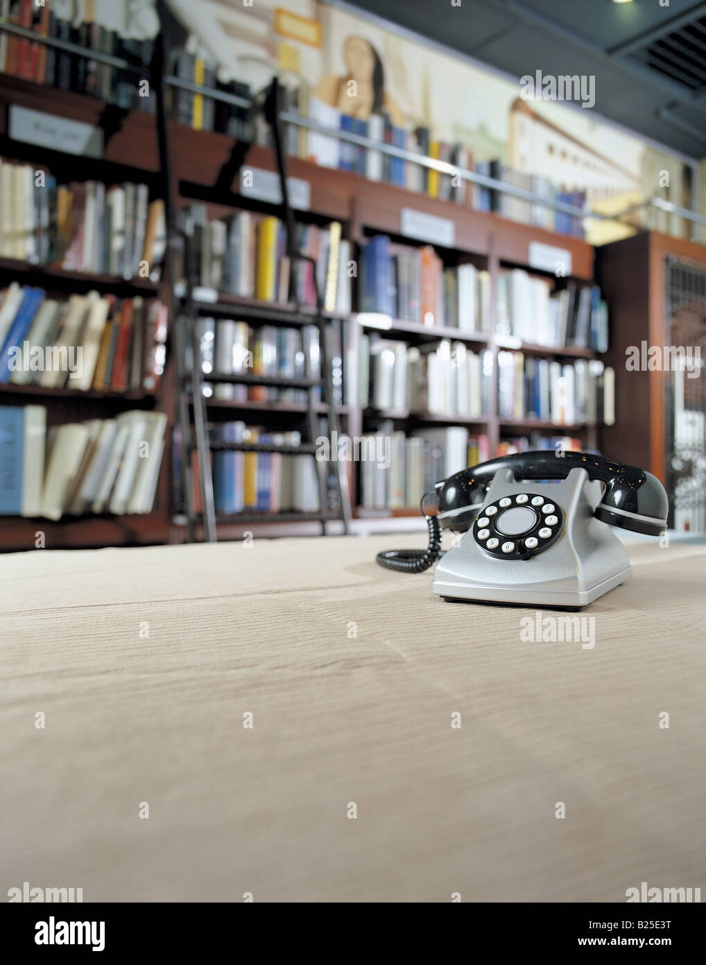 Book shelf and telephone Stock Photo - Alamy