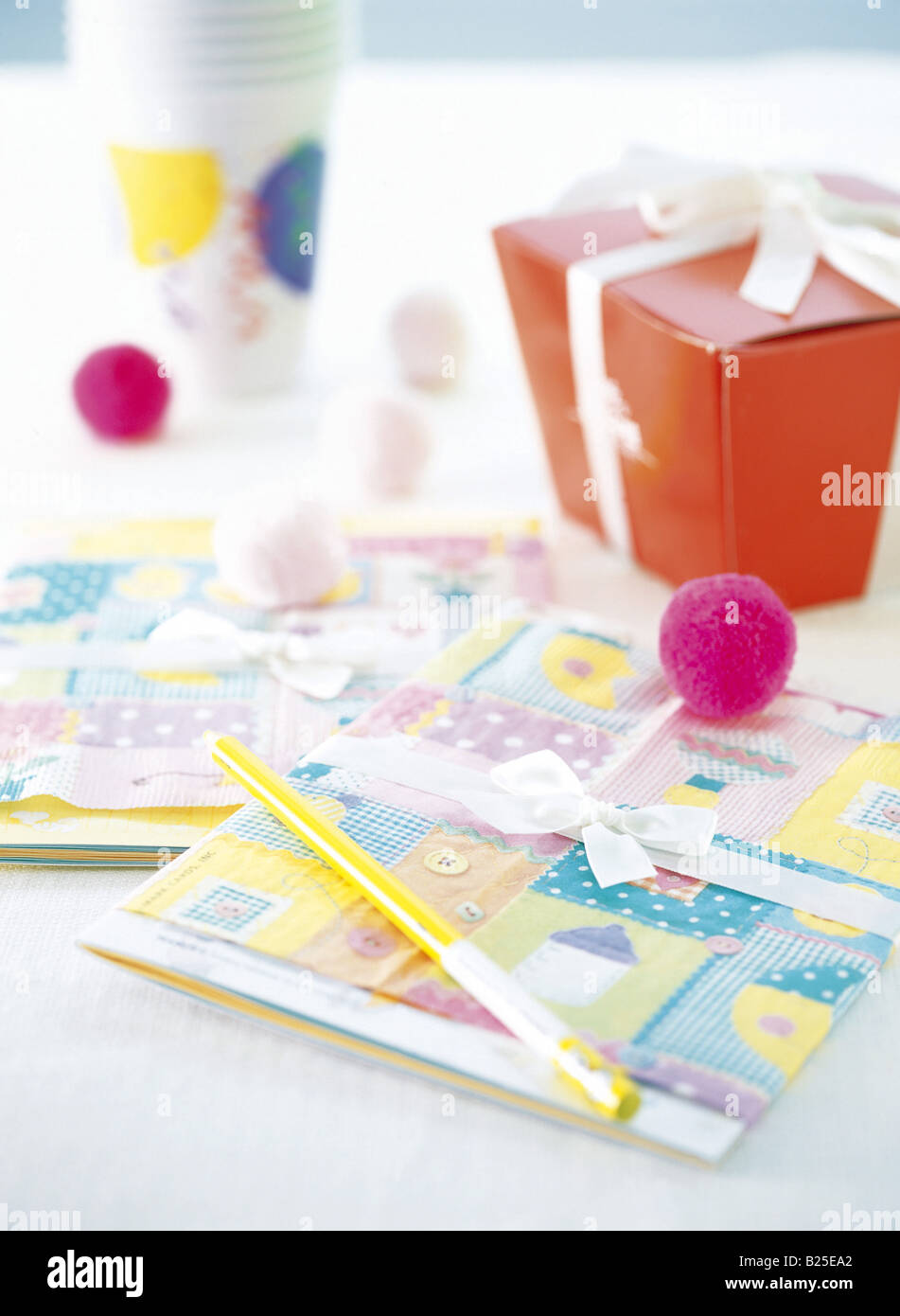 Gift box and pencil Stock Photo - Alamy