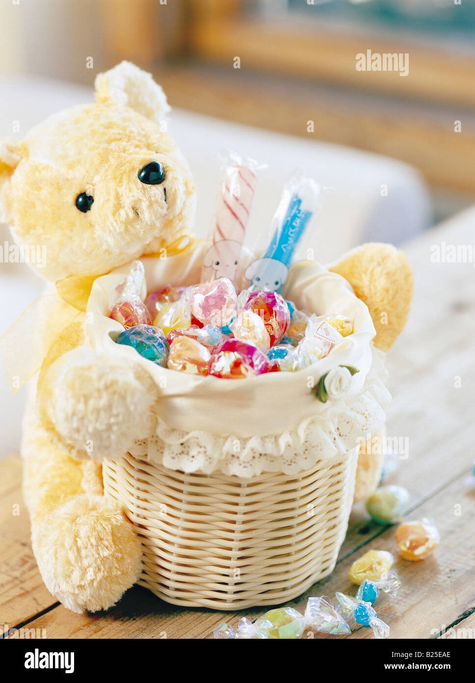 Teddy bear and candy Stock Photo - Alamy