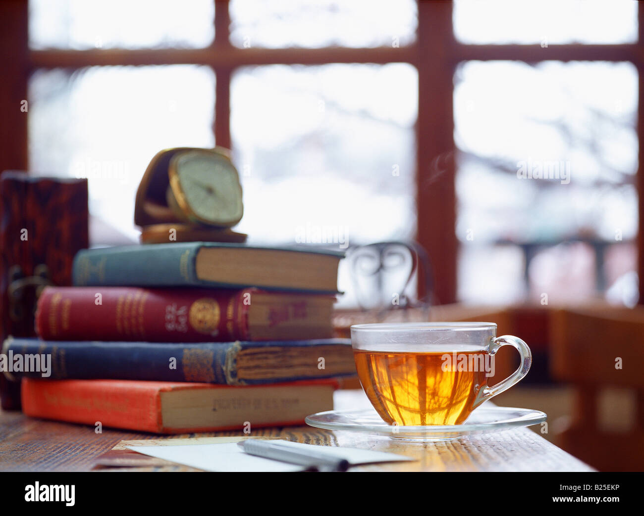 Books and tea Stock Photo - Alamy