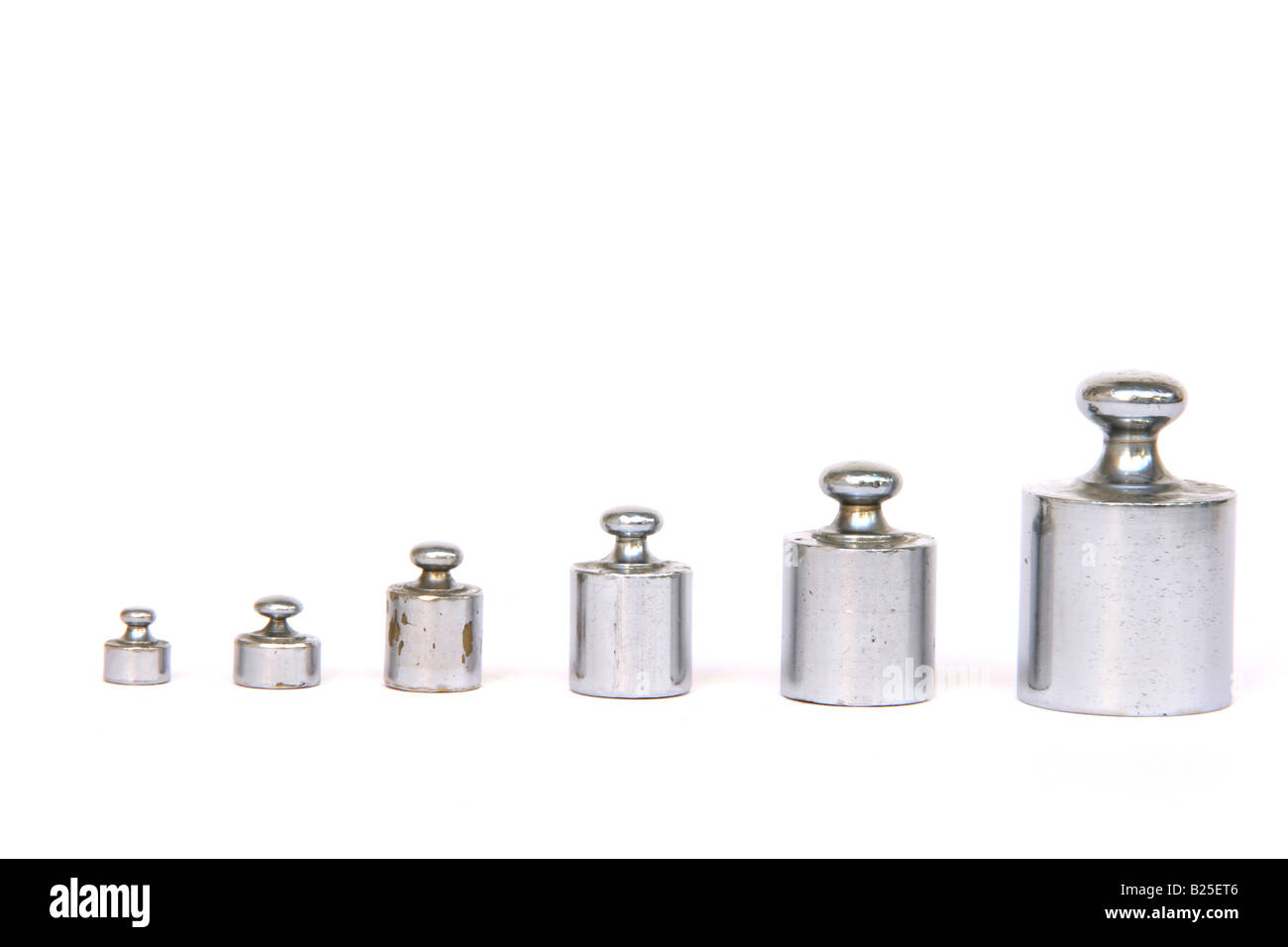 balance weight units in a row isolated on white background with copy ...
