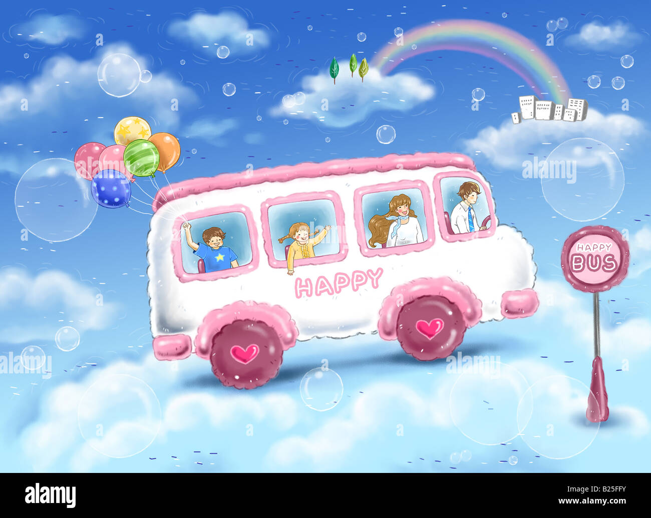 Bus in the sky Stock Photo - Alamy