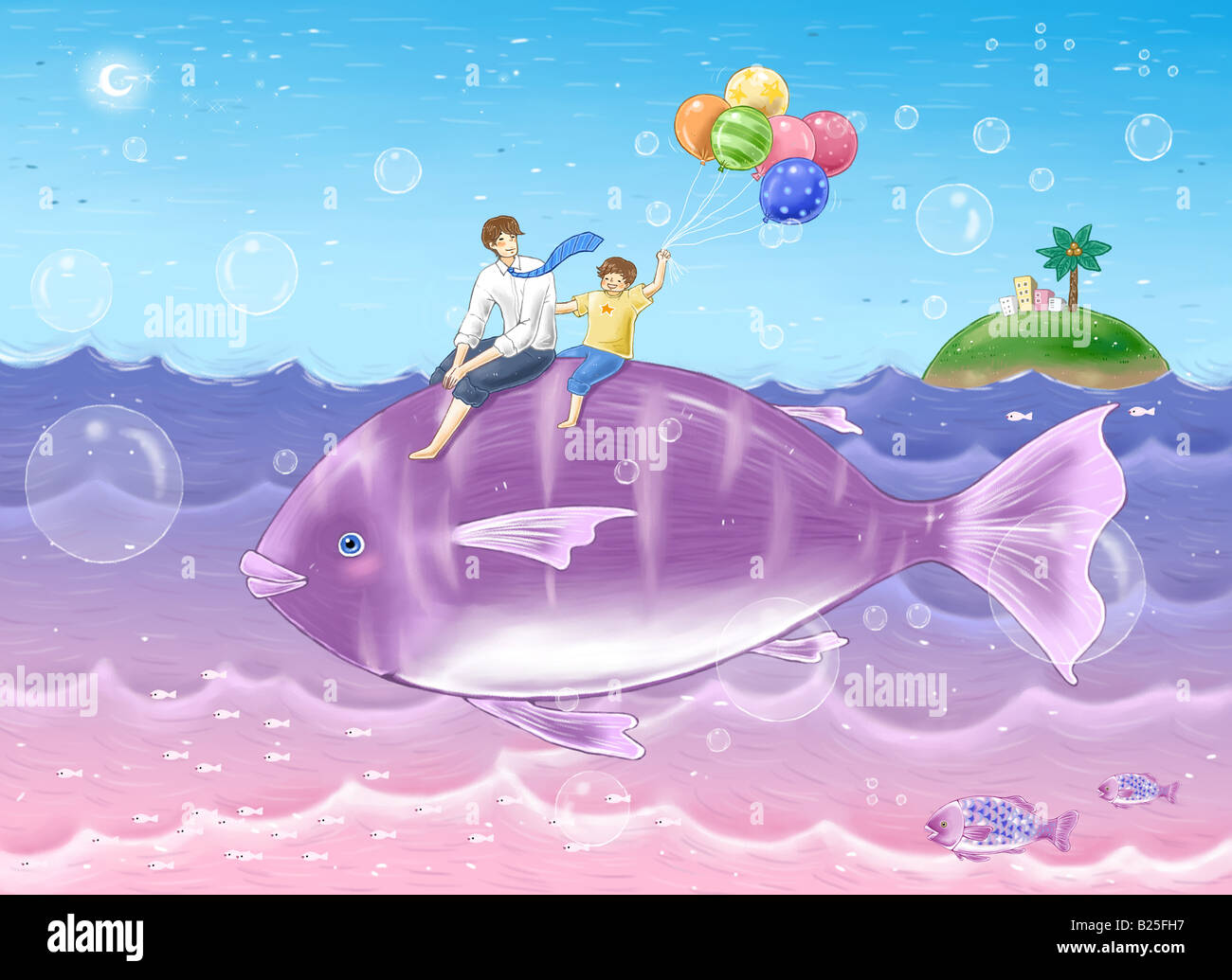 Young man, boy and fish Stock Photo - Alamy