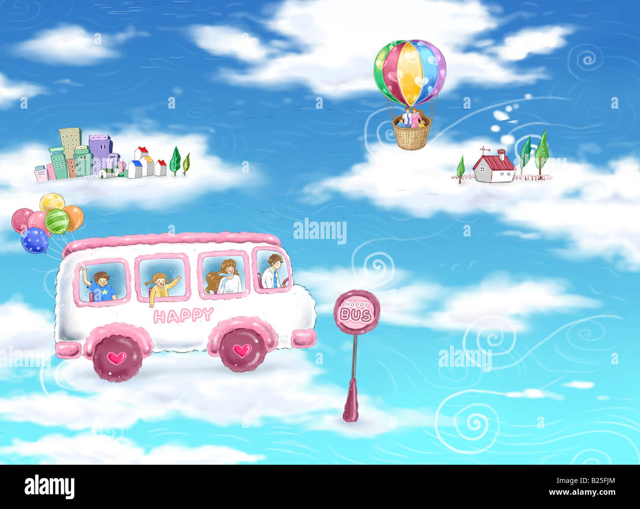 Bus in the sky Stock Photo - Alamy