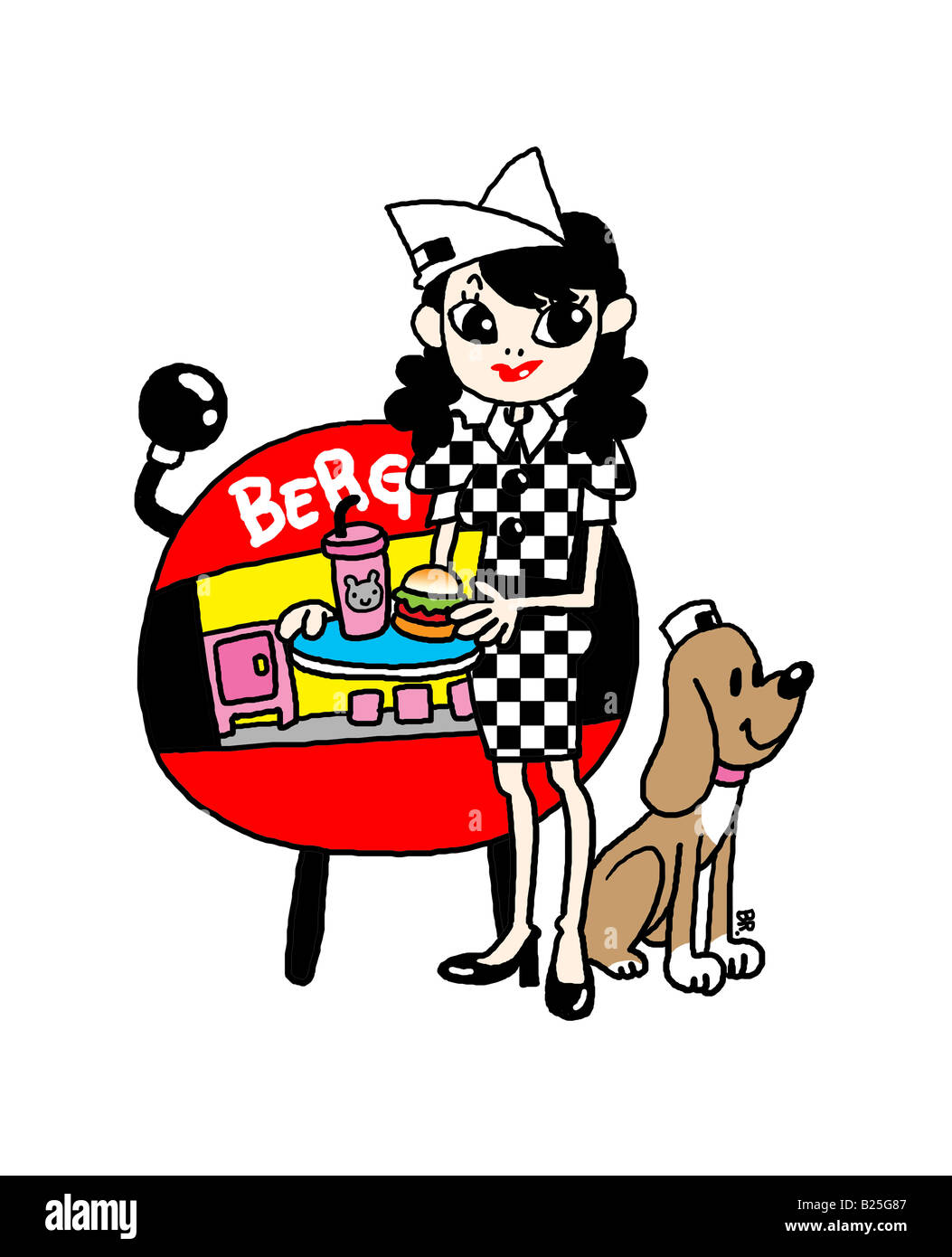 Waitress and dog Stock Photo - Alamy