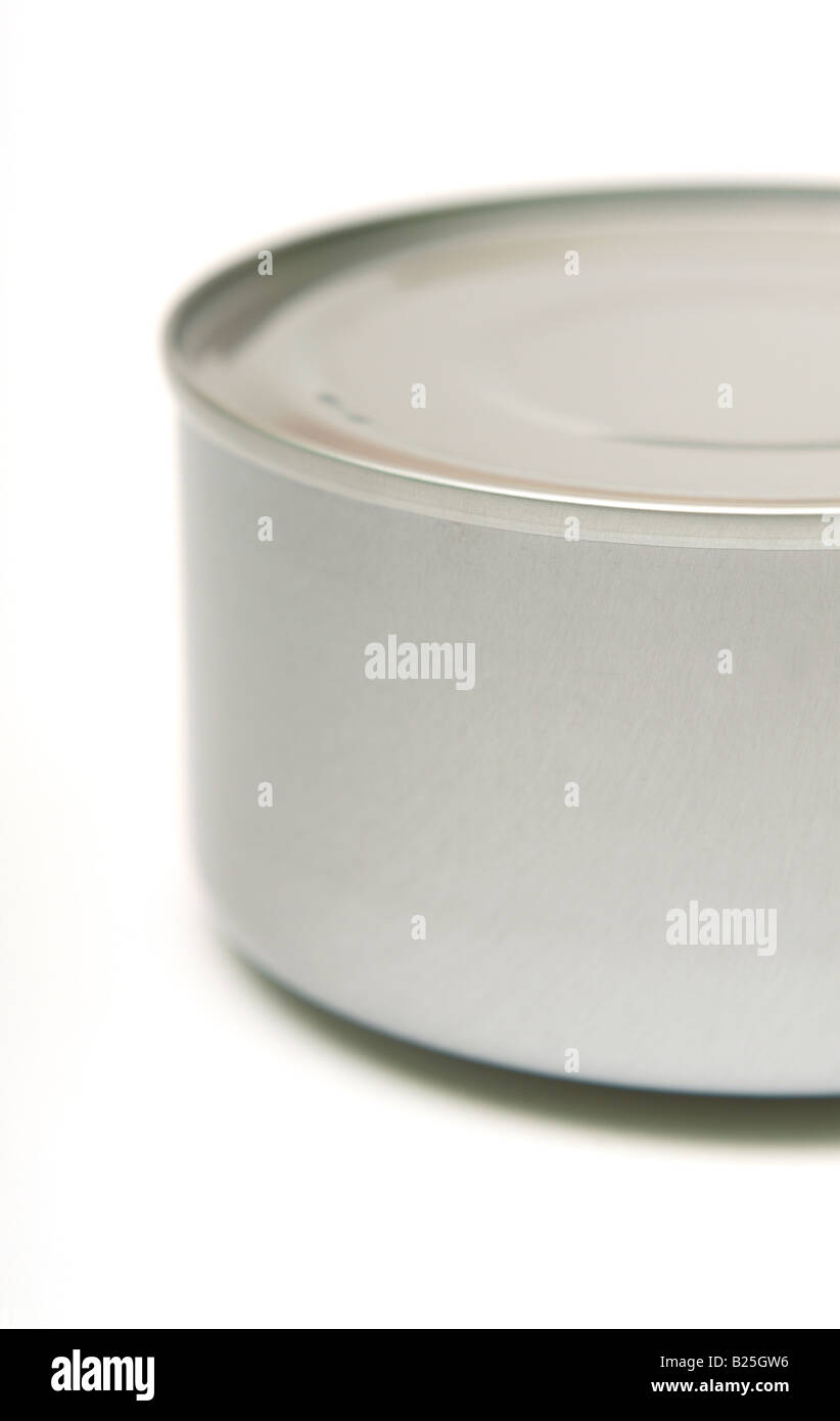 Generic steel tin food can with no label on its side Stock Photo - Alamy