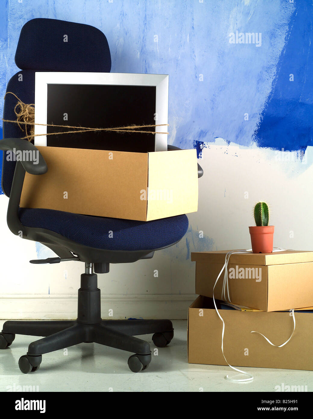 Chair and boxes Stock Photo - Alamy