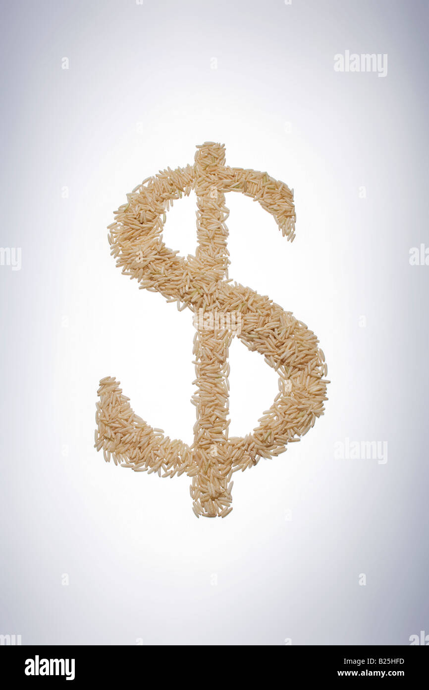 Dollar symbol made from rice Stock Photo - Alamy