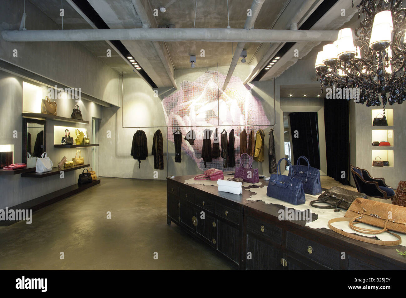 Interior view of clothing shop Stock Photo - Alamy