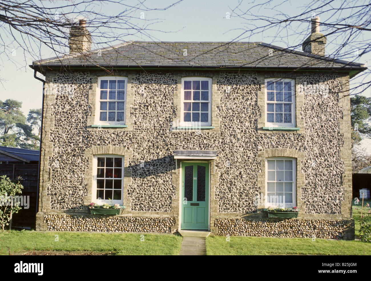 Mildenhall Suffolk Breckland square house of flint Stock Photo - Alamy