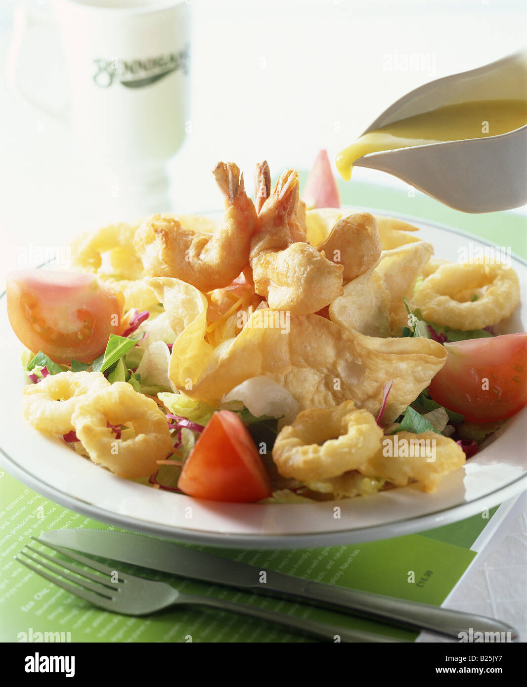 Asian seafood cuisine with variety of shrimp, fish and shell Stock ...