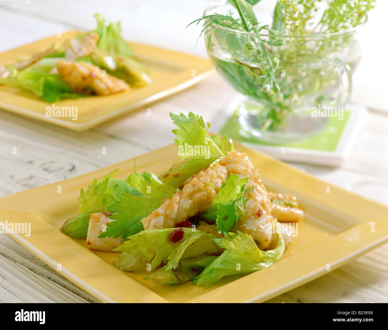 Asian seafood cuisine with variety of shrimp, fish and shell Stock ...
