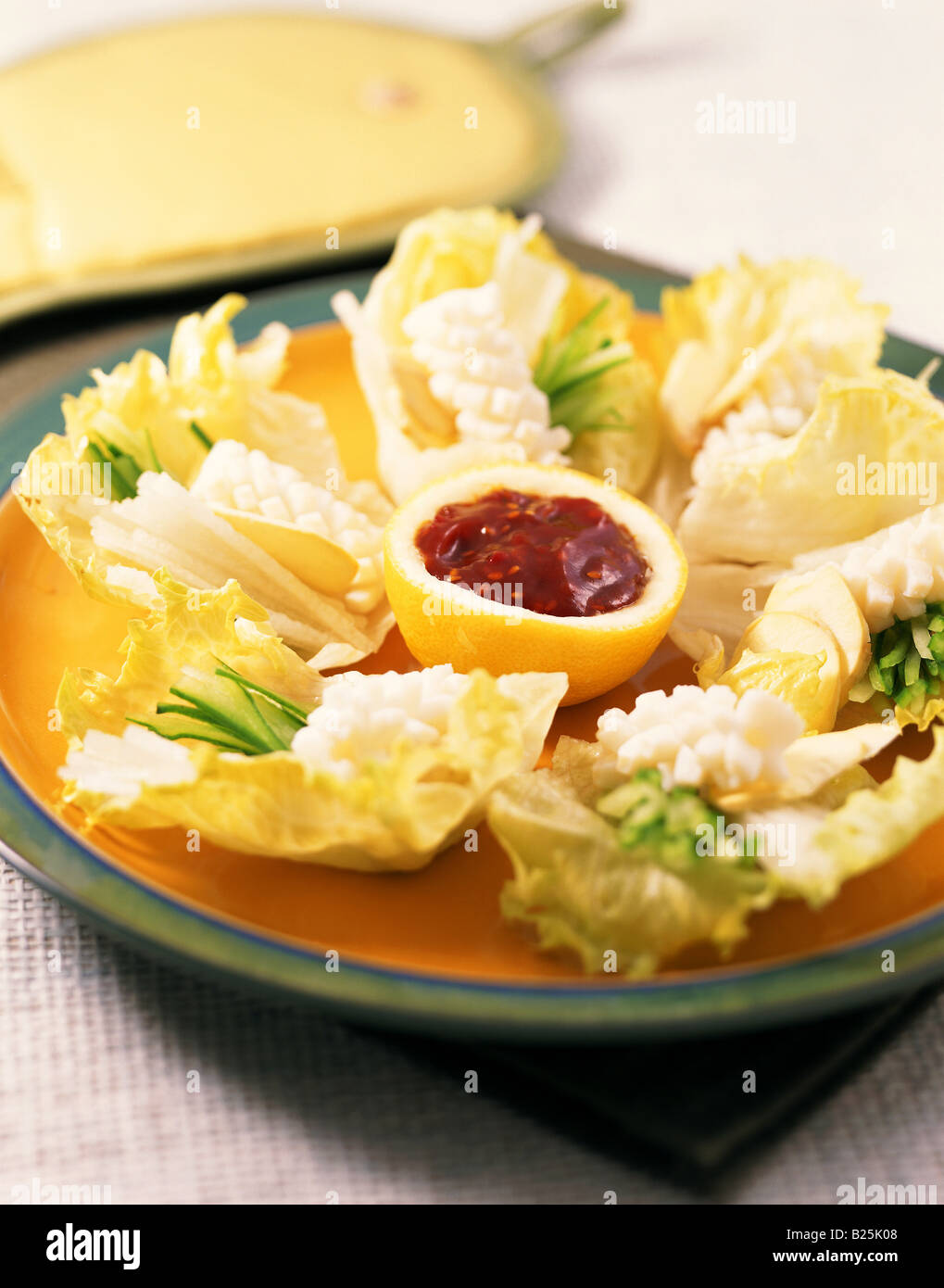 Asian seafood cuisine with variety of shrimp, fish and shell Stock ...