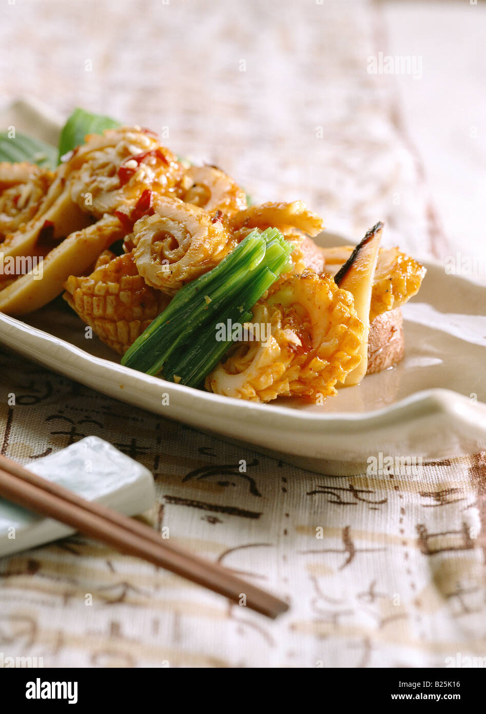 Asian seafood cuisine with variety of shrimp, fish and shell Stock ...